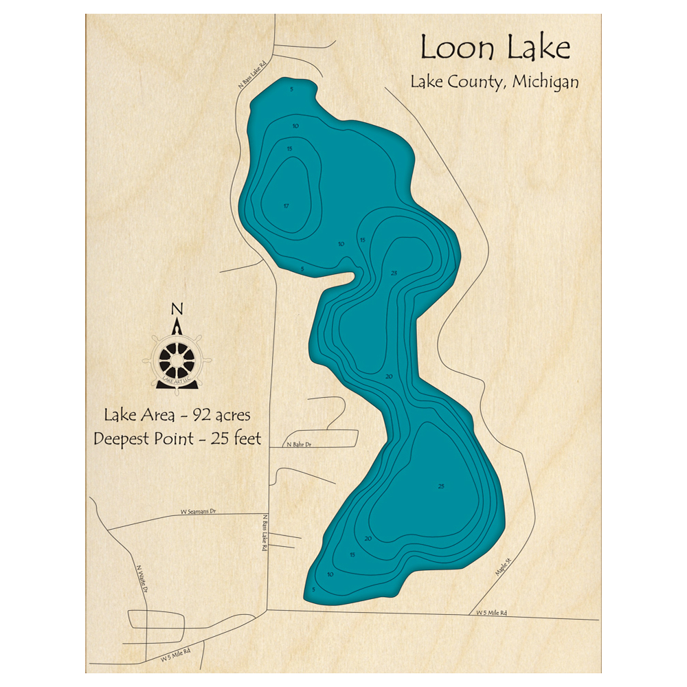 Loon Lake, Michigan 3D Custom Wood Map – Lake Art LLC