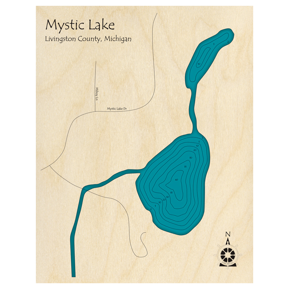 Mystic Lake, Michigan 3D Custom Wood Map – Lake Art LLC