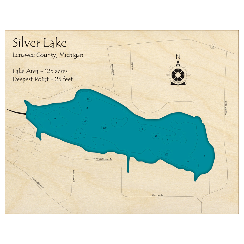 Silver Lake, Michigan 3D Custom Wood Map – Lake Art LLC