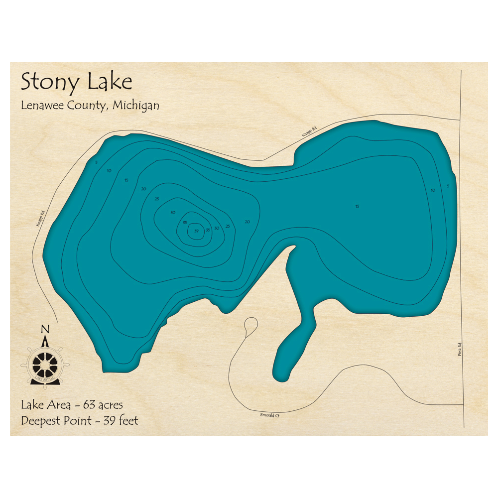 Stony Lake, Michigan 3D Custom Wood Map – Lake Art LLC