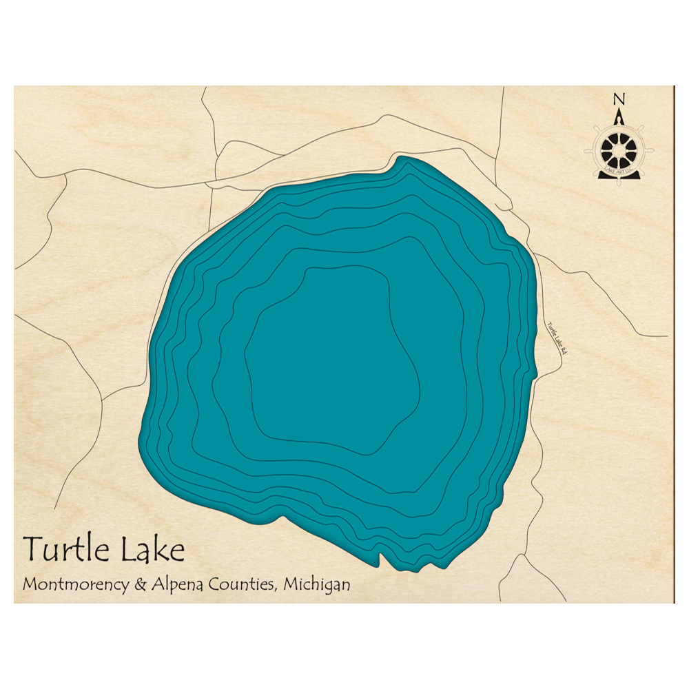 Turtle Lake, Michigan 3D Custom Wood Map – Lake Art LLC