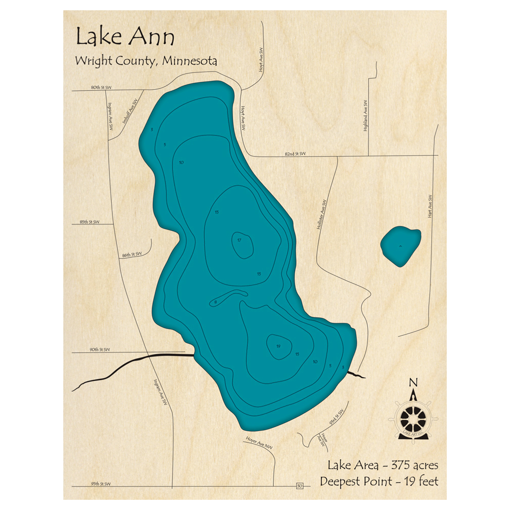 Lake Ann, Minnesota 3D Custom Wood Map – Lake Art LLC