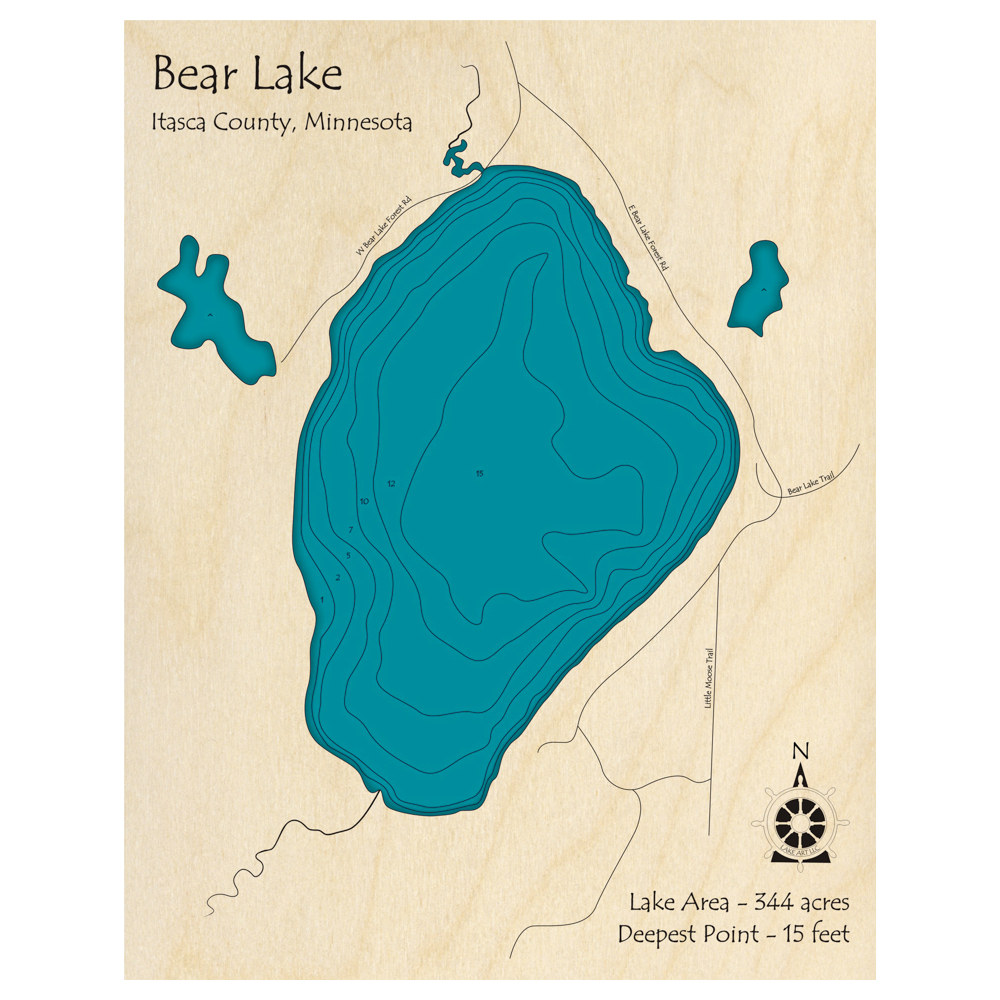 Bear Lake, Minnesota 3D Custom Wood Map – Lake Art LLC