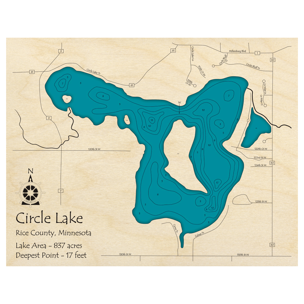 Circle Lake, Minnesota 3D Custom Wood Map – Lake Art LLC