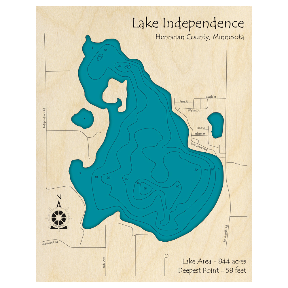 Lake Independence, Minnesota 3D Custom Wood Map – Lake Art LLC