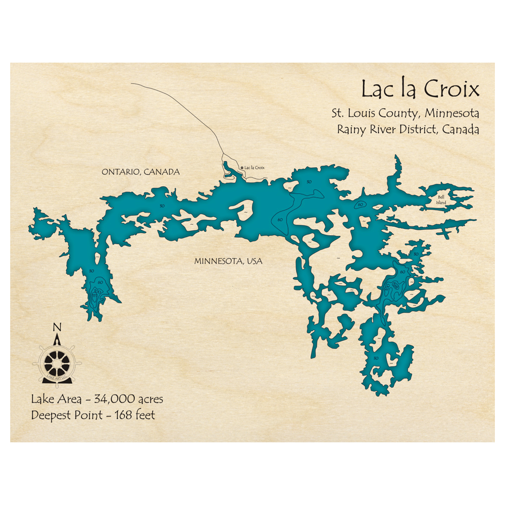 Lac la Croix (ON, MN) 3D Custom Wood Map – Lake Art LLC
