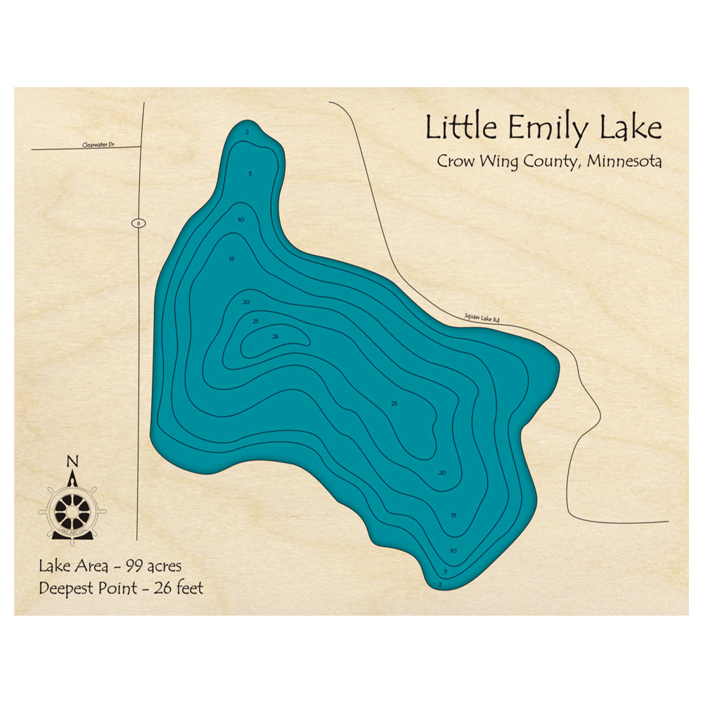 Little Emily Lake, Minnesota 3D Custom Wood Map – Lake Art LLC