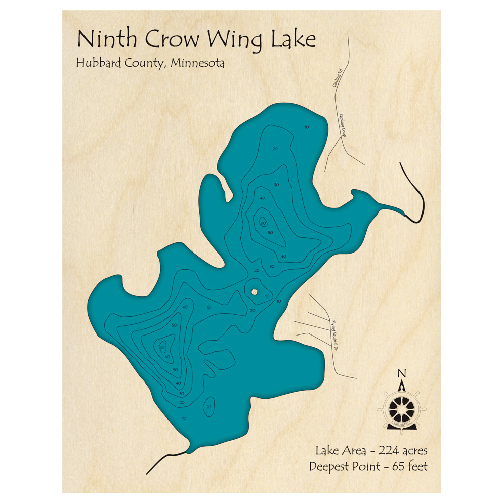 Ninth Crow Wing, Minnesota 3D Custom Wood Map – Lake Art LLC