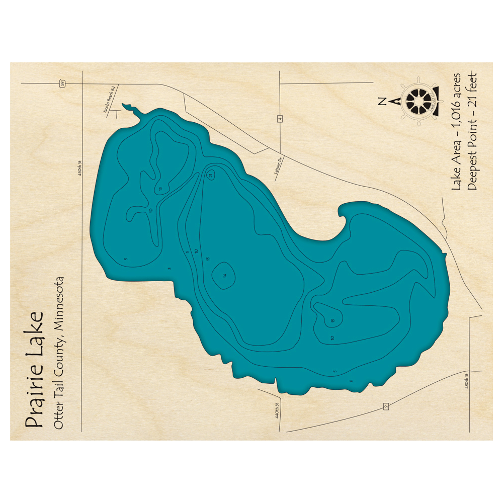 Prairie Lake, Minnesota 3D Custom Wood Map – Lake Art LLC