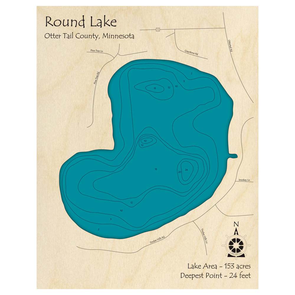 Round Lake, Minnesota 3D Custom Wood Map – Lake Art LLC