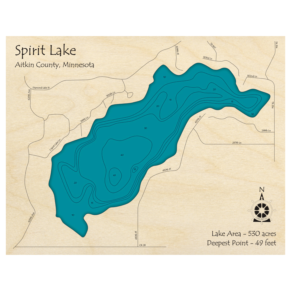 Spirit Lake, Minnesota 3D Custom Wood Map – Lake Art LLC