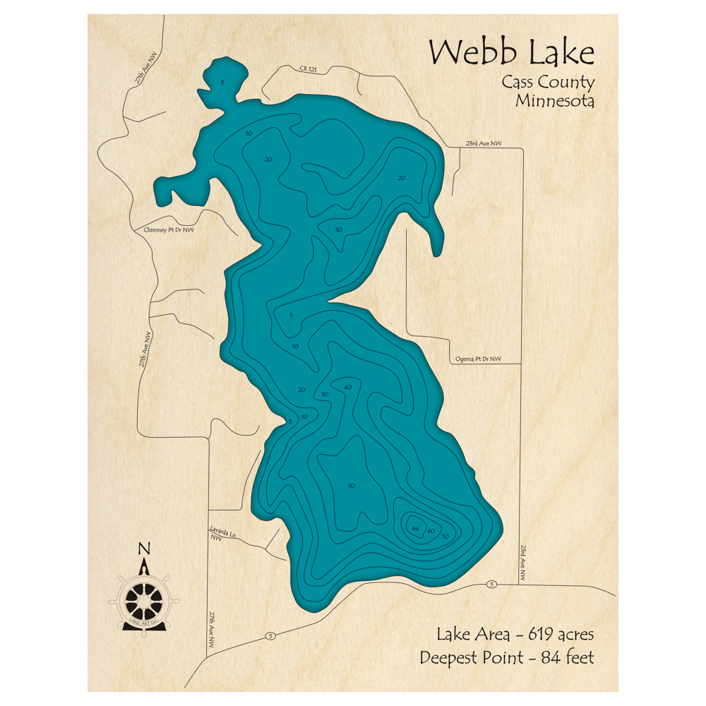 Webb Lake, Minnesota 3D Custom Wood Map – Lake Art LLC