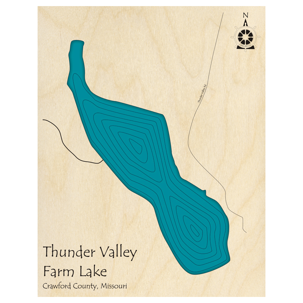 Thunder Valley Farm Lake, Missouri 3D Custom Wood Map – Lake Art LLC