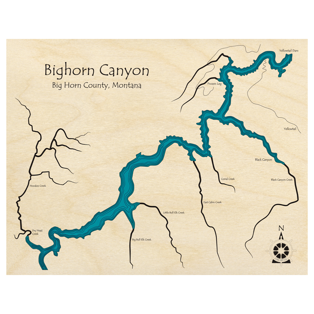Bighorn Canyon, Montana 3D Custom Wood Map – Lake Art LLC