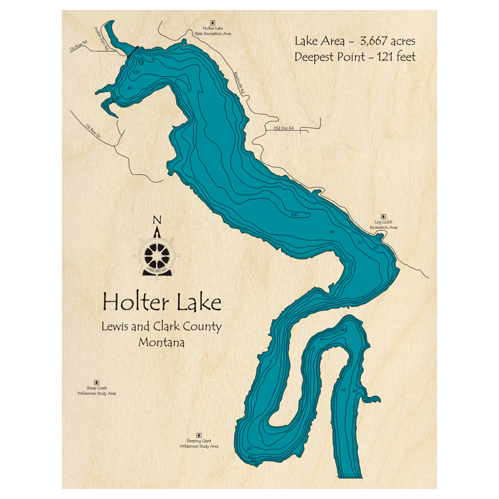 Holter Lake, Montana 3D Custom Wood Map – Lake Art LLC
