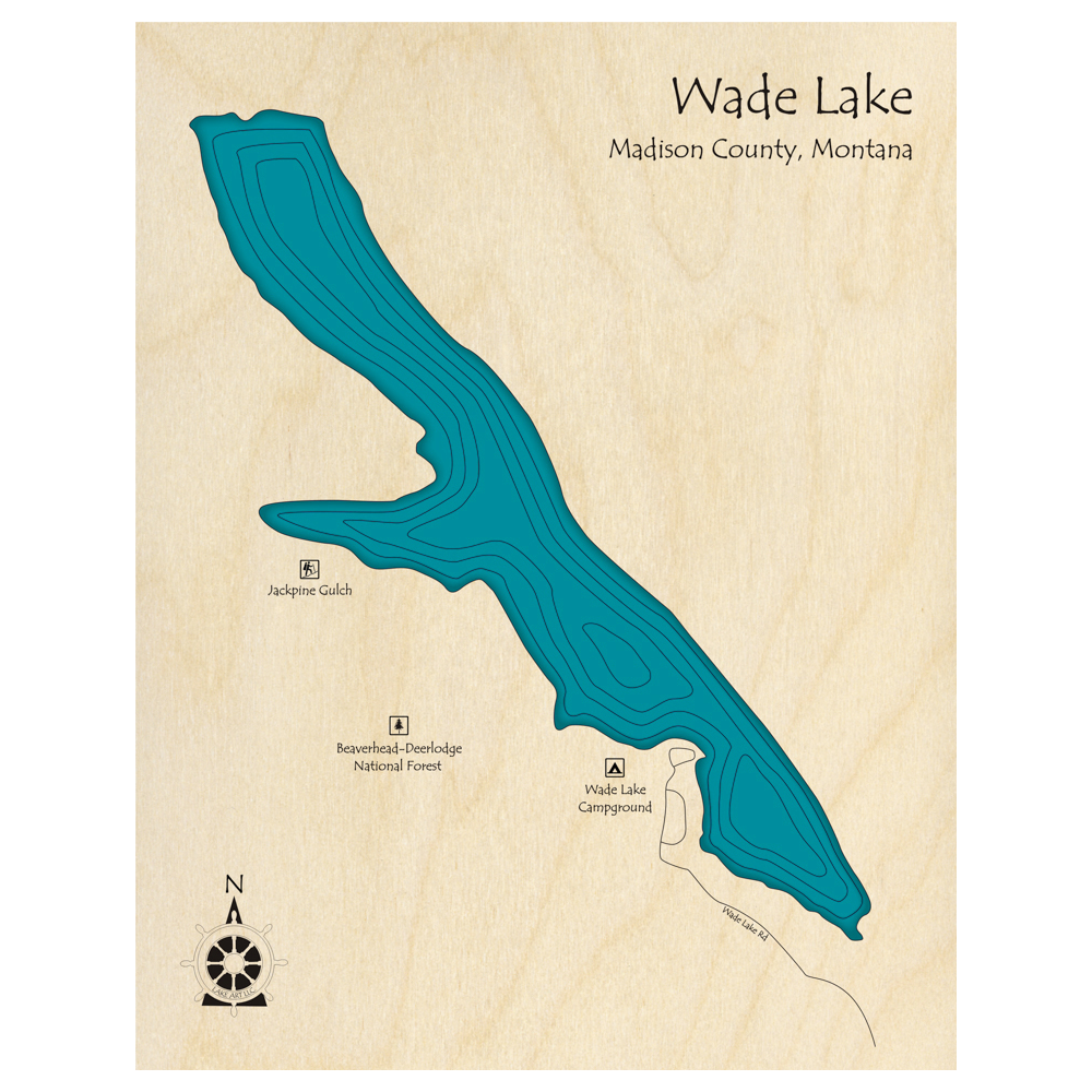 Wade Lake, Montana 3D Custom Wood Map – Lake Art LLC