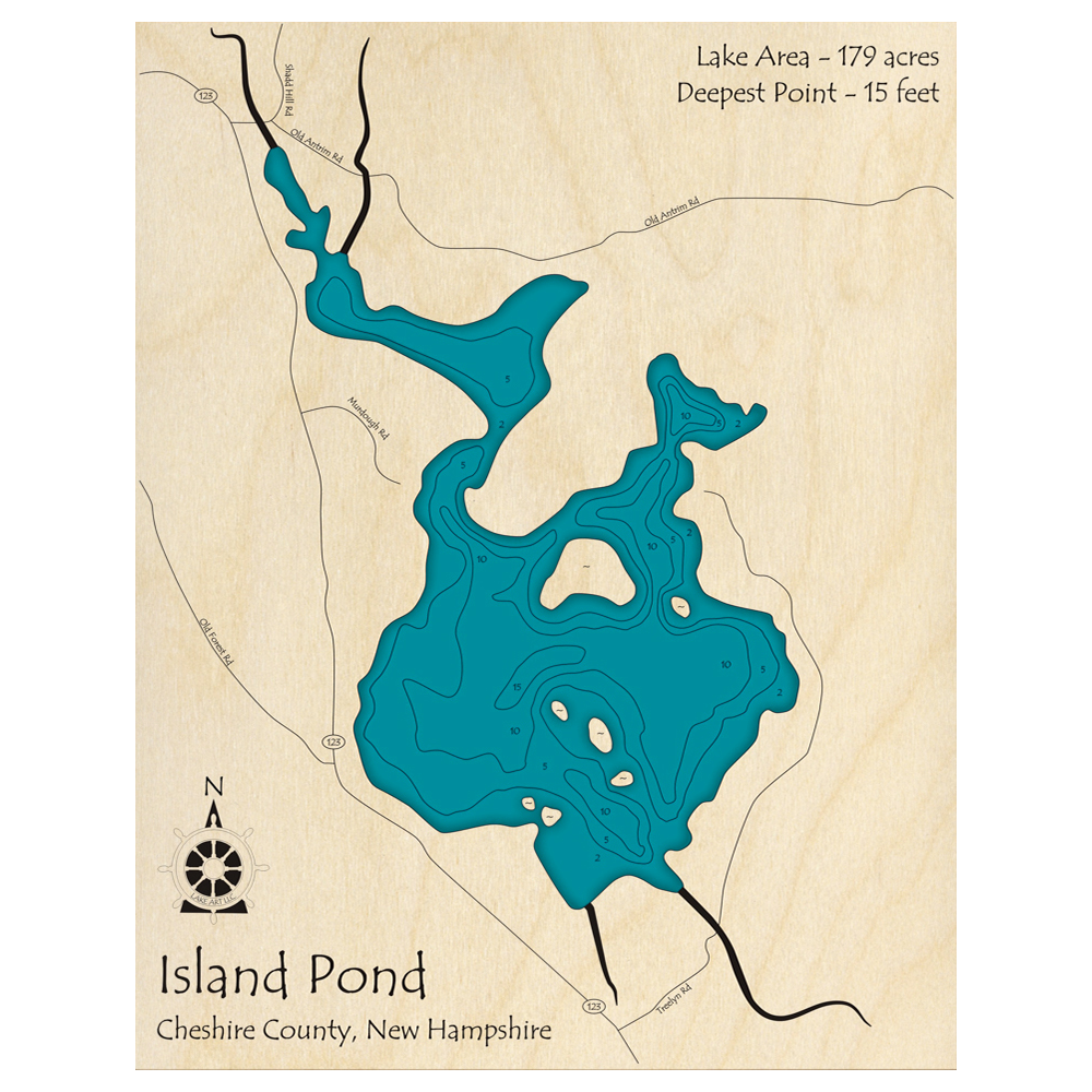 Island Pond, New Hampshire 3D Custom Wood Map – Lake Art LLC