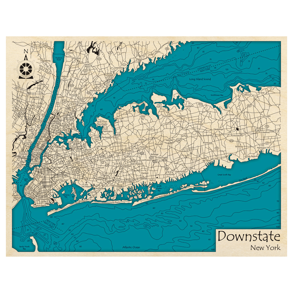 Downstate NY, New York 3D Custom Wood Map – Lake Art LLC