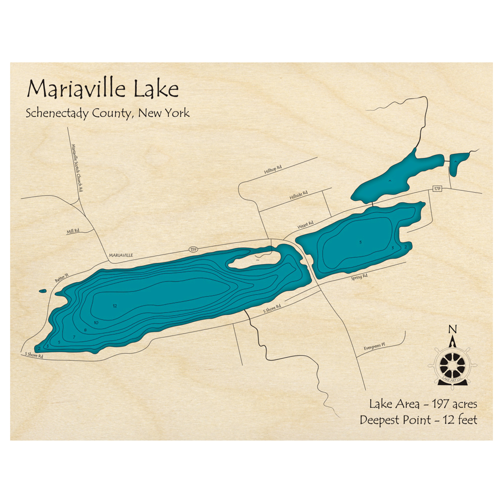 Mariaville Lake, New York 3D Custom Wood Map – Lake Art LLC