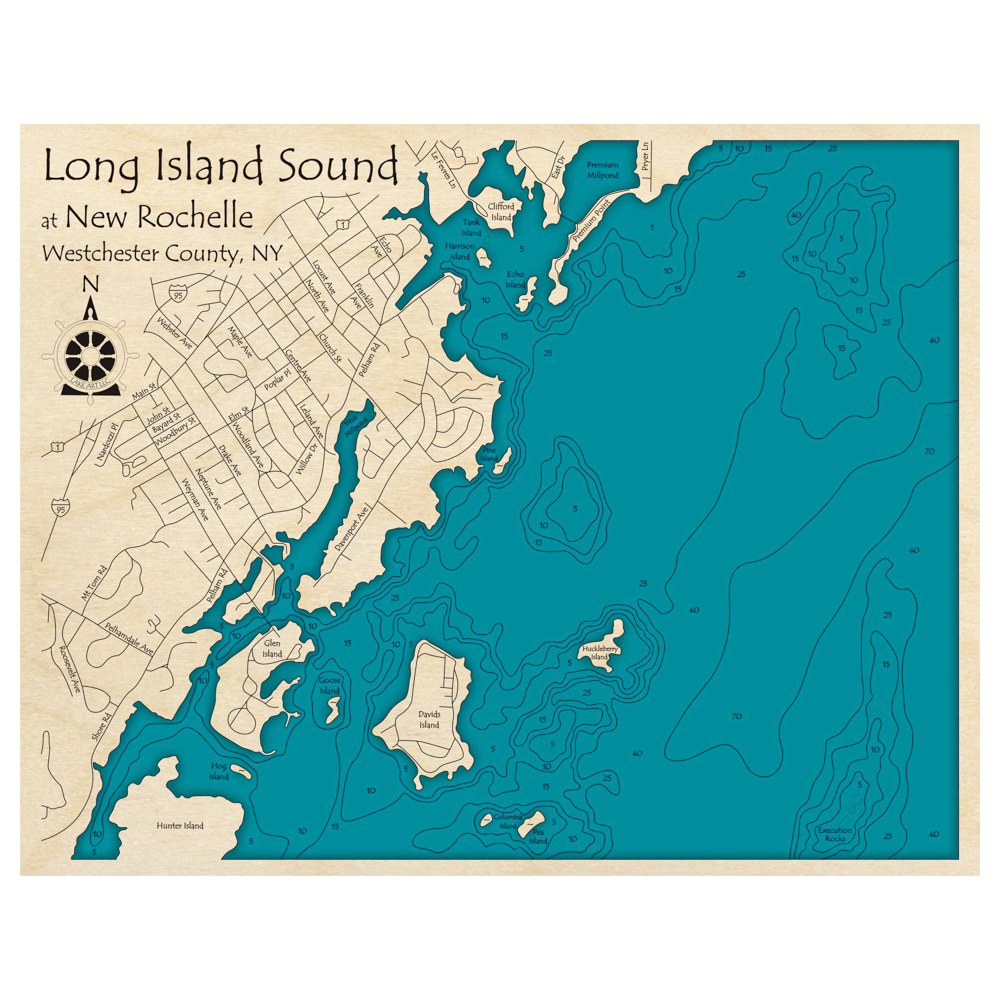 Long Island Sound, New York 3D Custom Wood Map – Lake Art LLC