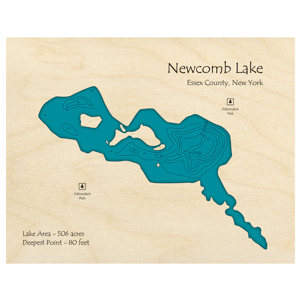 Newcomb Lake, New York 3D Custom Wood Map – Lake Art LLC