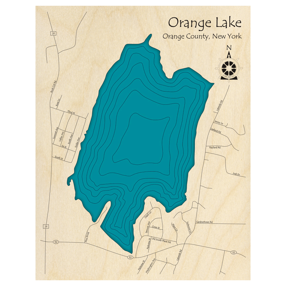 Orange Lake, New York 3D Custom Wood Map – Lake Art LLC