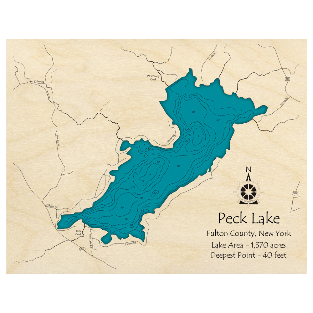 Peck Lake, New York 3D Custom Wood Map – Lake Art LLC
