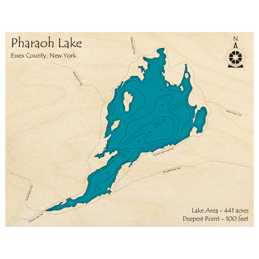 Pharaoh Lake, New York 3D Custom Wood Map – Lake Art LLC