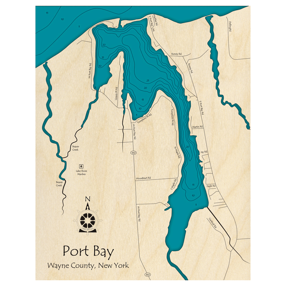 Port Bay, New York 3D Custom Wood Map – Lake Art LLC