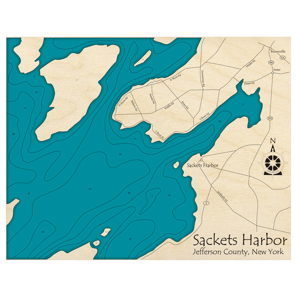 Sackets Harbor, New York 3D Custom Wood Map – Lake Art LLC
