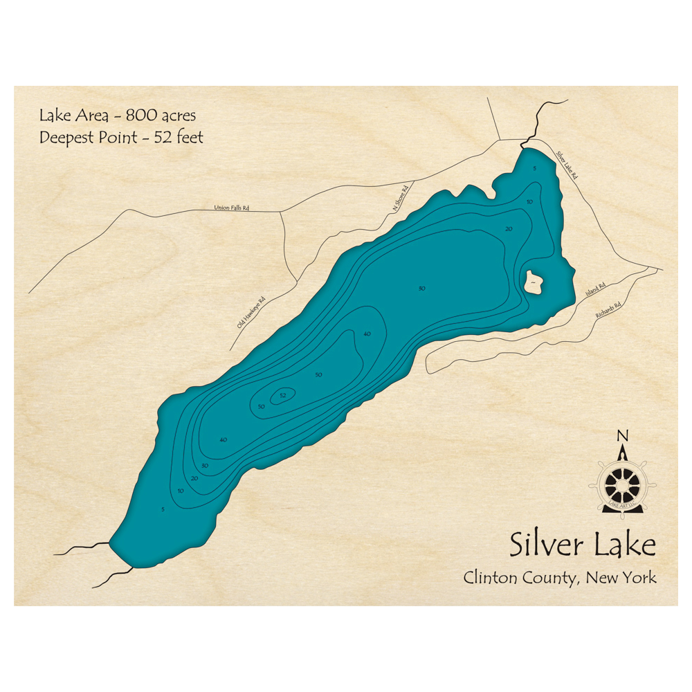 Silver Lake, New York 3D Custom Wood Map – Lake Art LLC
