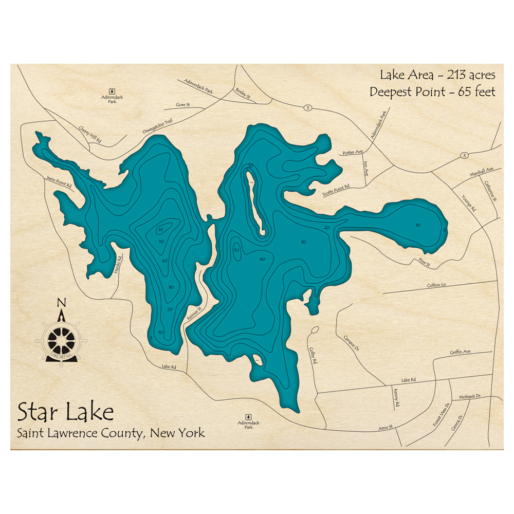 Star Lake, New York 3D Custom Wood Map – Lake Art LLC