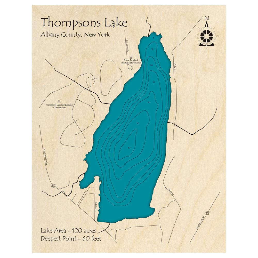 Thompsons Lake, New York 3D Custom Wood Map – Lake Art LLC