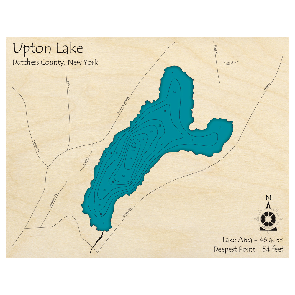 Upton Lake, New York 3D Custom Wood Map – Lake Art LLC