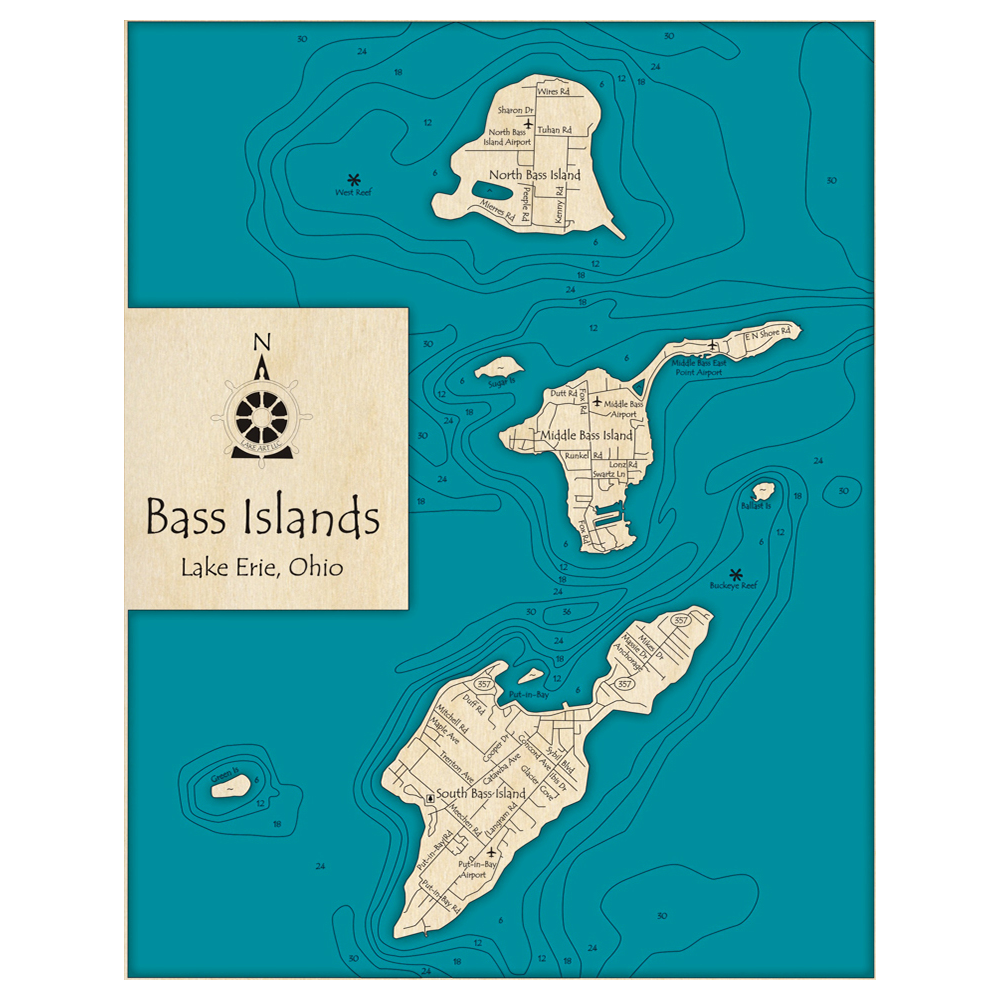 Bass Islands, Ohio 3D Custom Wood Map – Lake Art LLC
