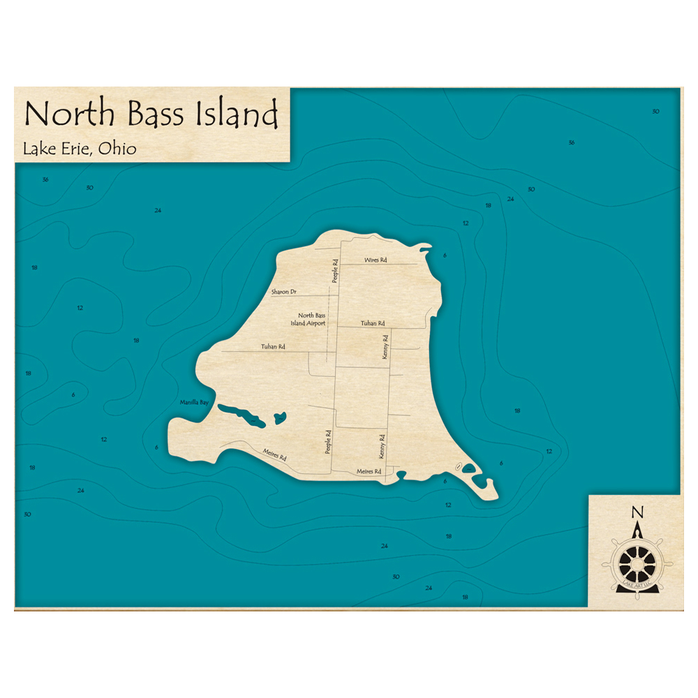 North Bass Island, Ohio 3D Custom Wood Map – Lake Art LLC