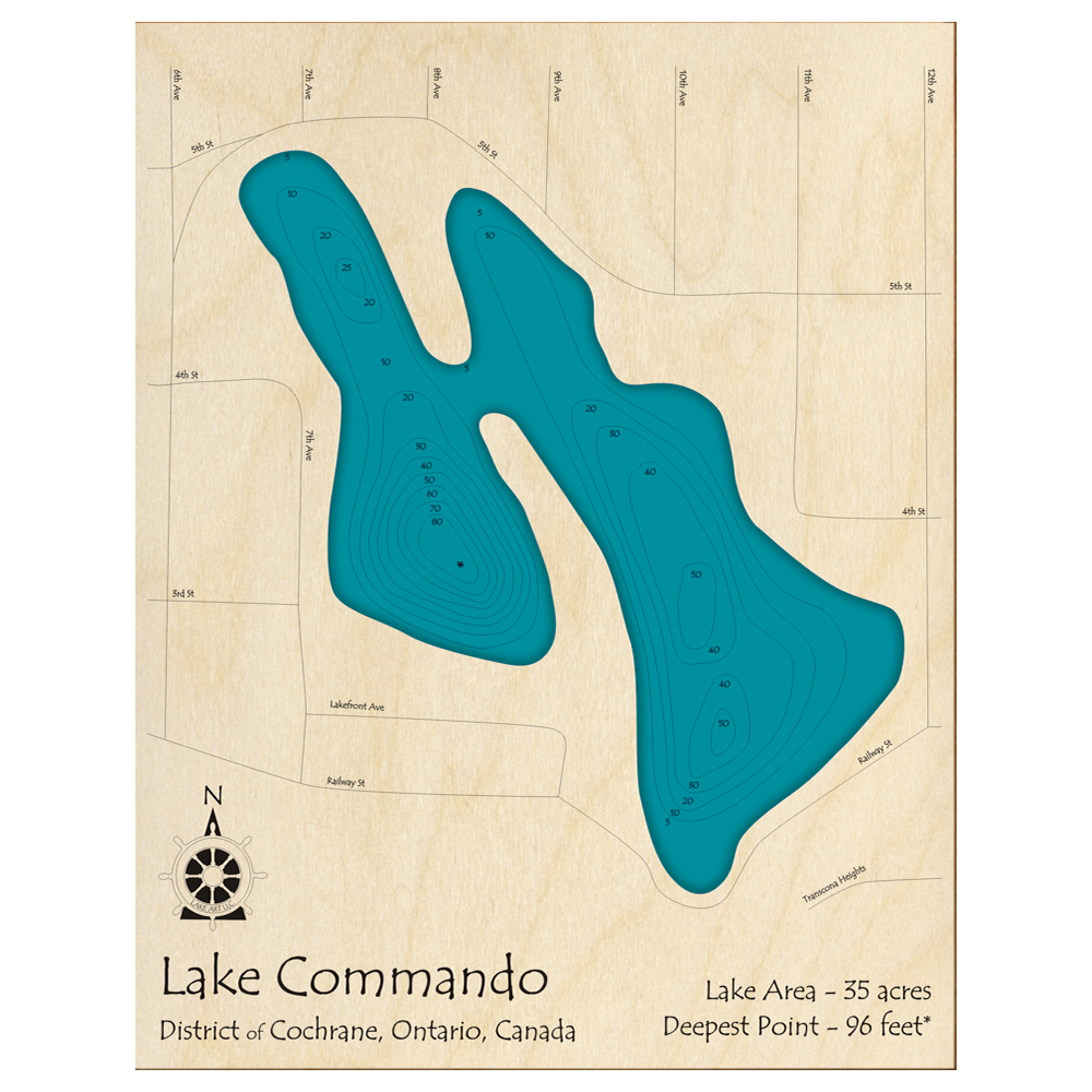 Lake Commando, Ontario 3D Custom Wood Map – Lake Art LLC