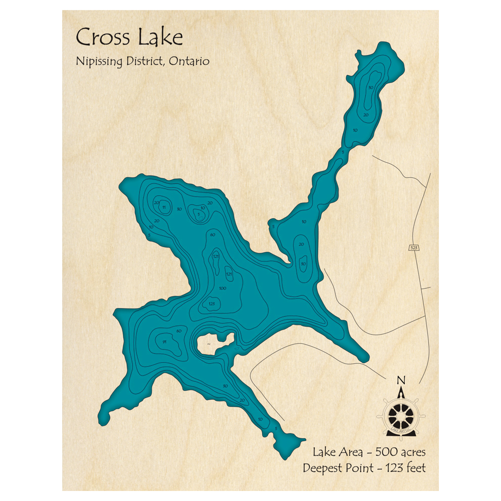 Cross Lake, Ontario 3D Custom Wood Map – Lake Art LLC
