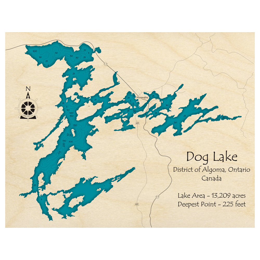 Dog Lake, Ontario 3D Custom Wood Map – Lake Art LLC