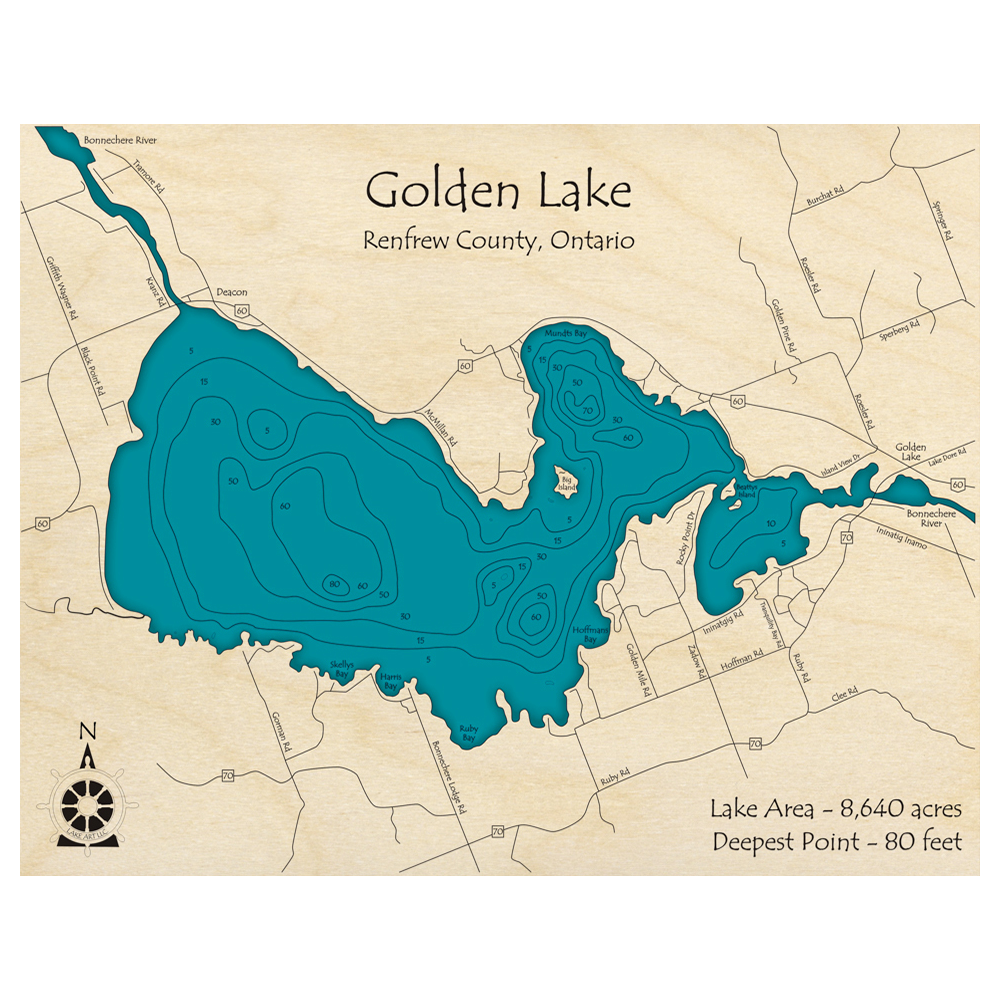 Golden Lake, Ontario 3D Custom Wood Map – Lake Art LLC