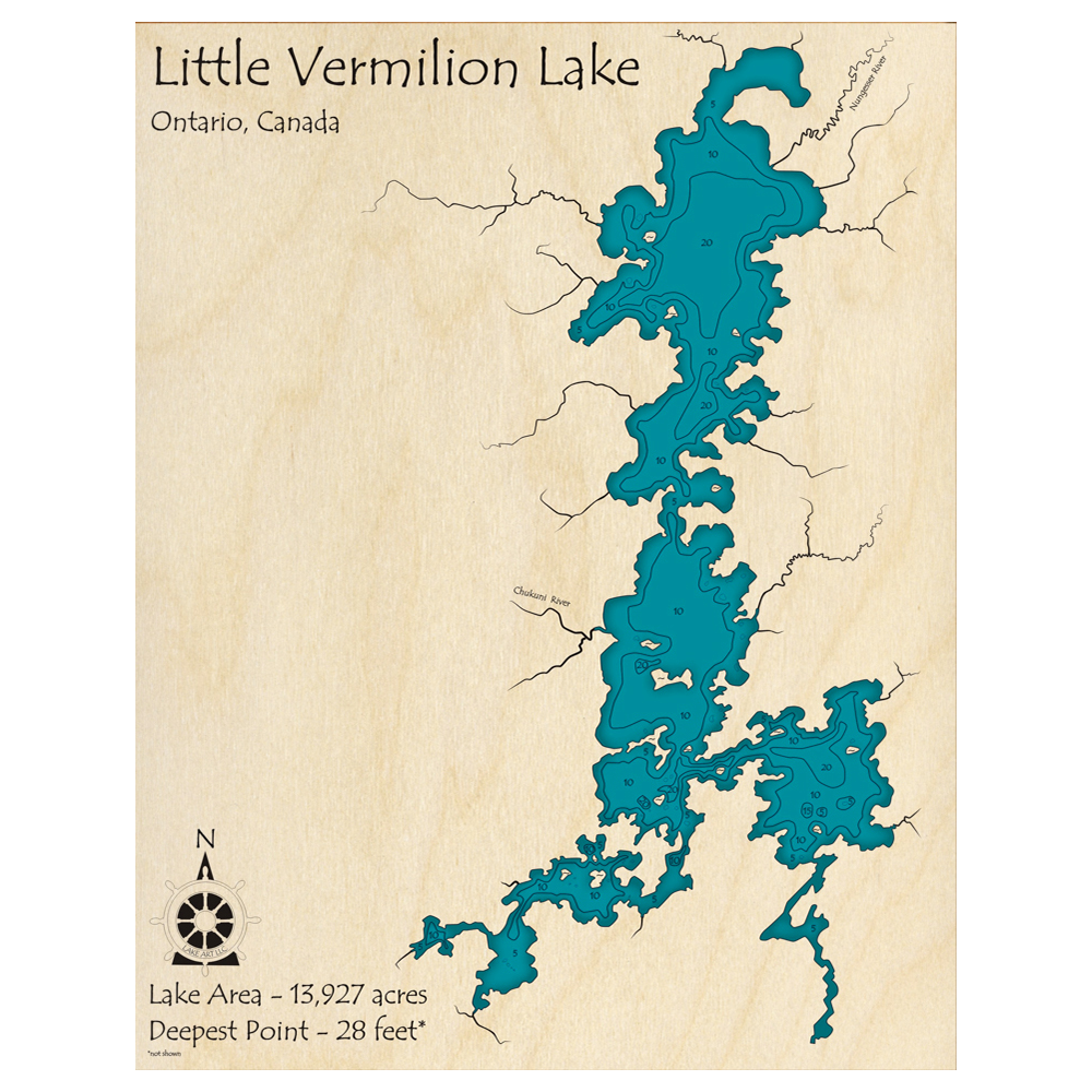 Little Vermilion Lake, Ontario 3D Custom Wood Map – Lake Art LLC