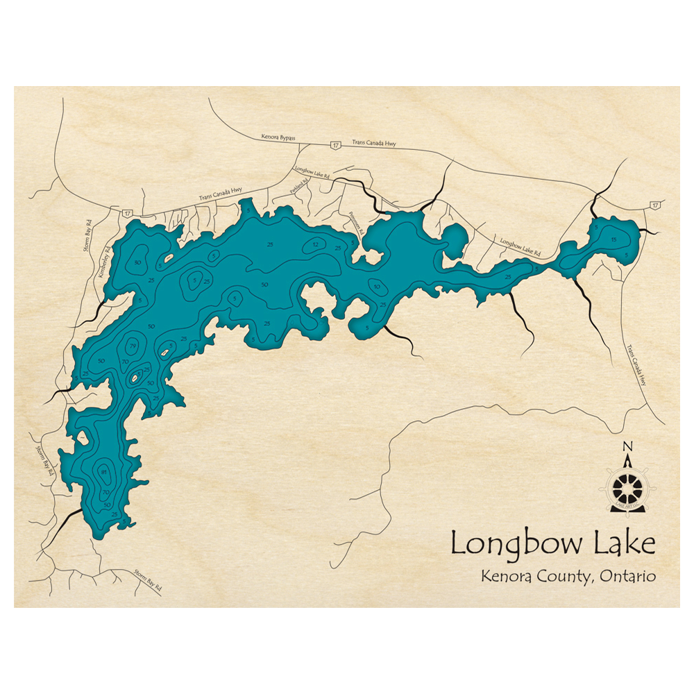Longbow Lake, Ontario 3D Custom Wood Map – Lake Art LLC