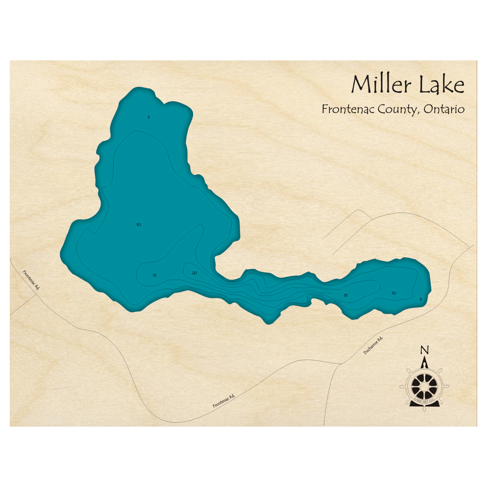Miller Lake, Ontario 3D Custom Wood Map – Lake Art LLC