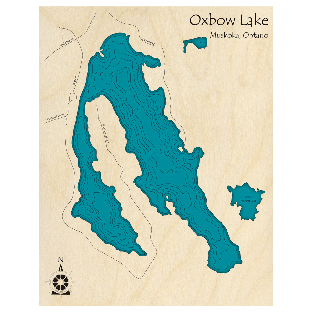 Oxbow Lake, Ontario 3D Custom Wood Map – Lake Art LLC