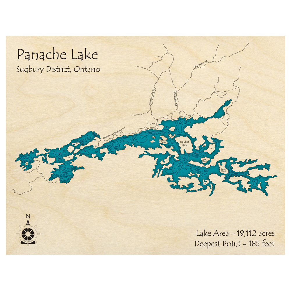 Panache Lake, Ontario 3D Custom Wood Map – Lake Art LLC