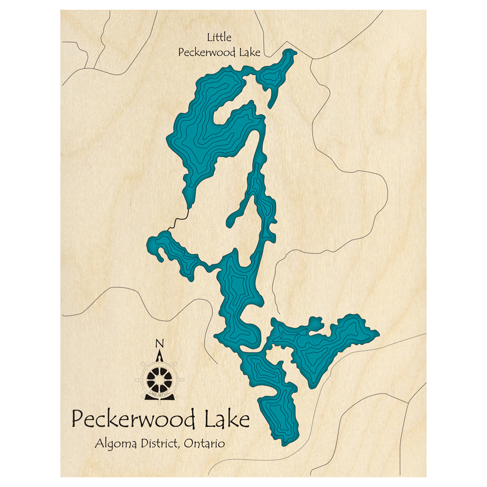 Peckerwood Lake, Ontario 3D Custom Wood Map – Lake Art LLC