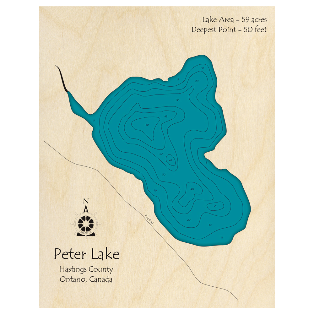 Peter Lake, Ontario 3D Custom Wood Map – Lake Art LLC