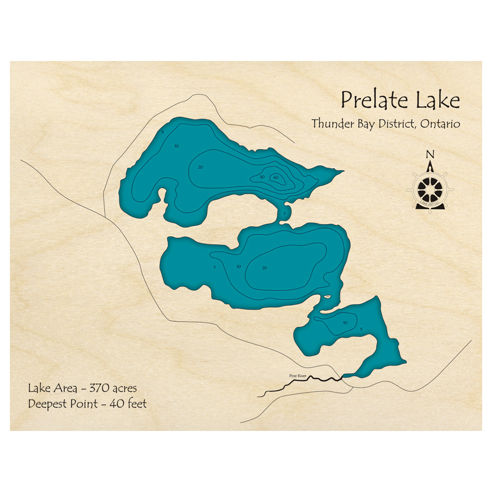Prelate Lake, Ontario 3D Custom Wood Map – Lake Art LLC