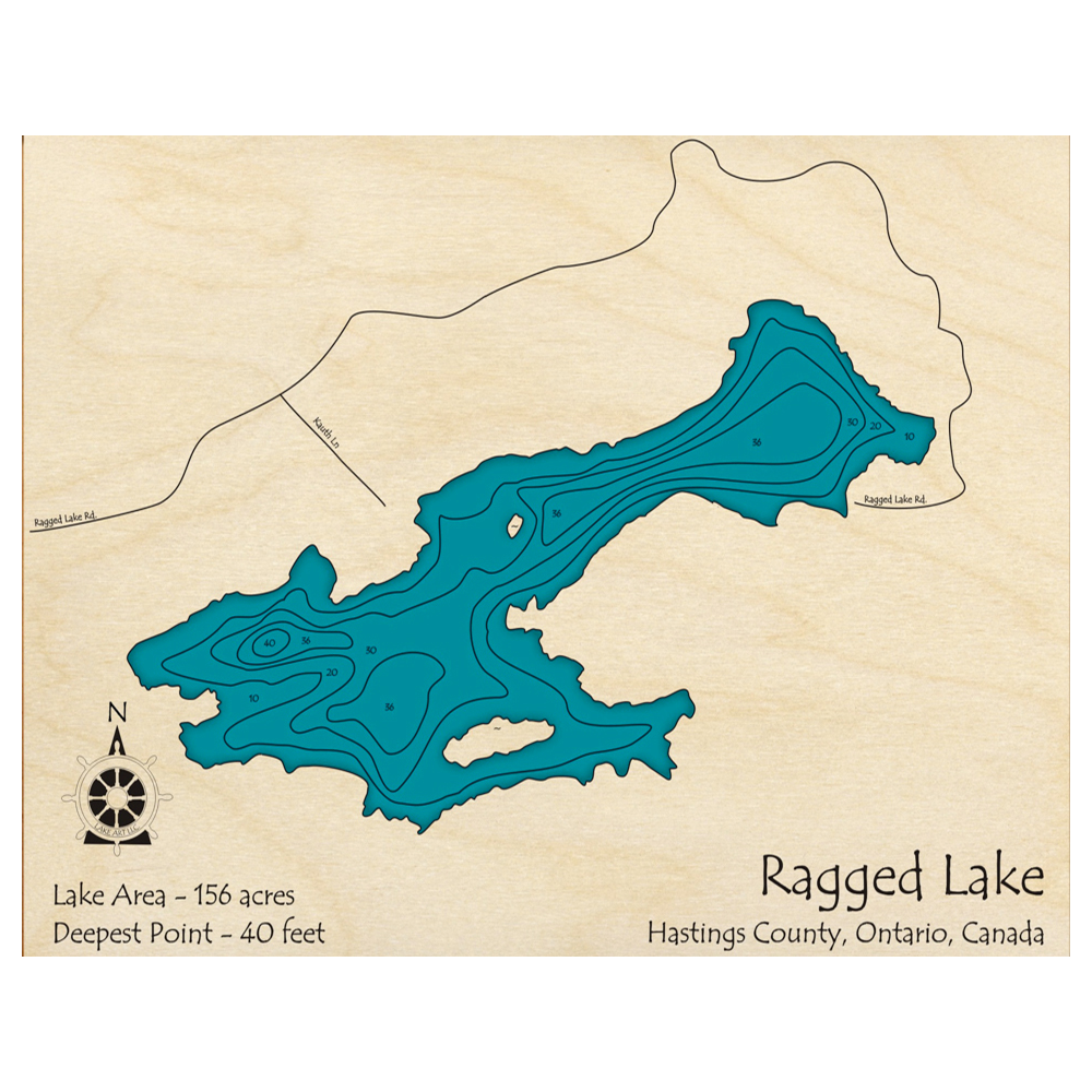 Ragged Lake, Ontario 3D Custom Wood Map – Lake Art LLC