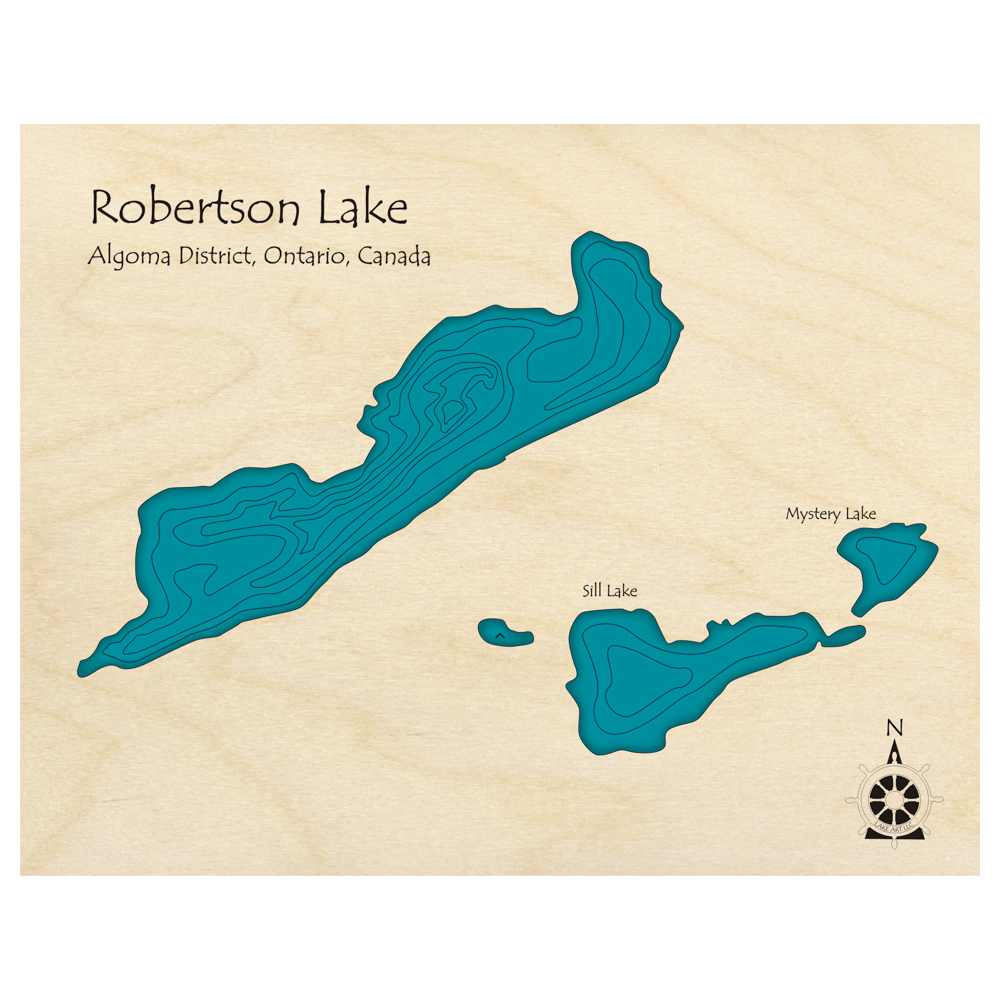 Robertson Lake, Ontario 3D Custom Wood Map – Lake Art LLC
